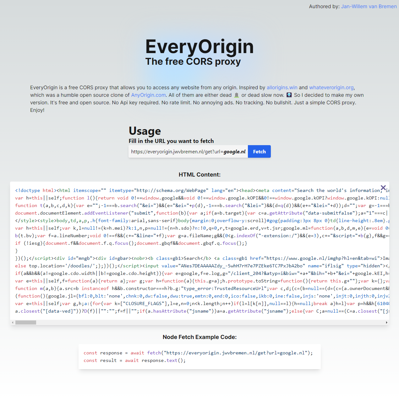 Jan-Willem van Bremen - Portfolio EveryOrigin CORS Proxy